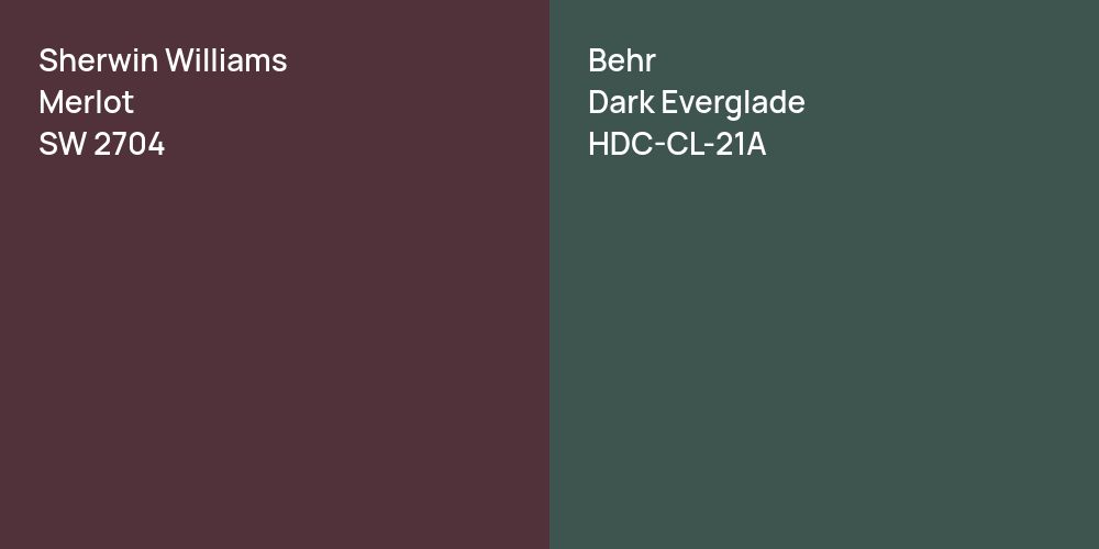 Sherwin Williams Merlot vs. Behr Dark Everglade comparison
