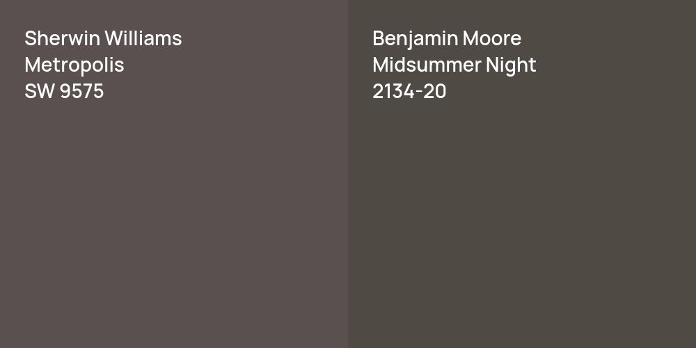 Sherwin Williams Metropolis vs. Benjamin Moore Midsummer Night comparison