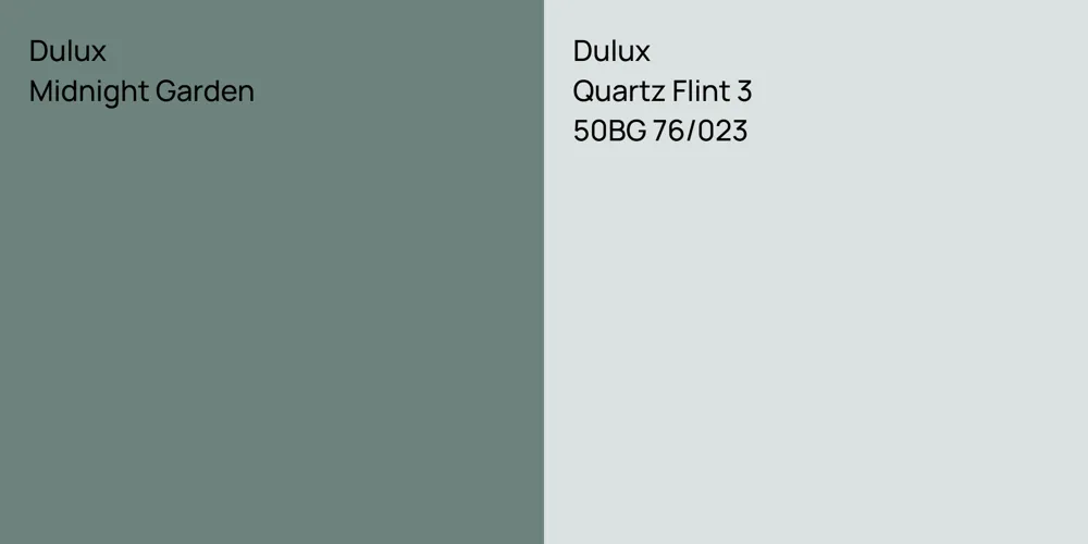 Dulux Midnight Garden vs. Dulux Quartz Flint 3 comparison