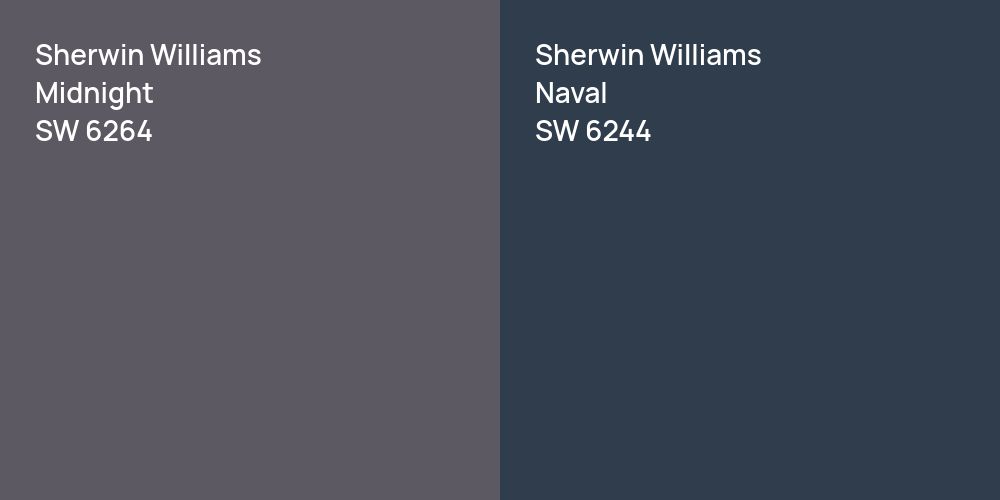 Sherwin Williams Midnight vs. Sherwin Williams Naval comparison