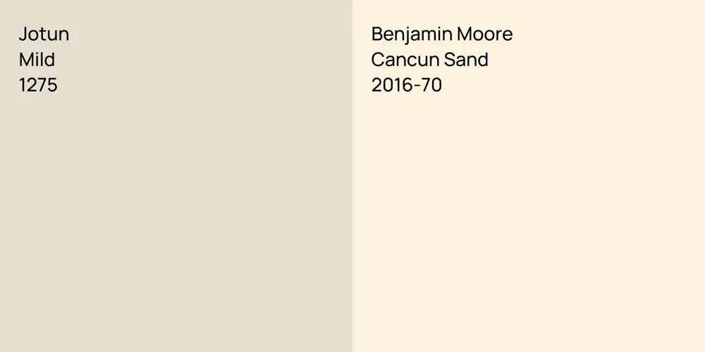 Jotun Mild vs. Benjamin Moore Cancun Sand comparison