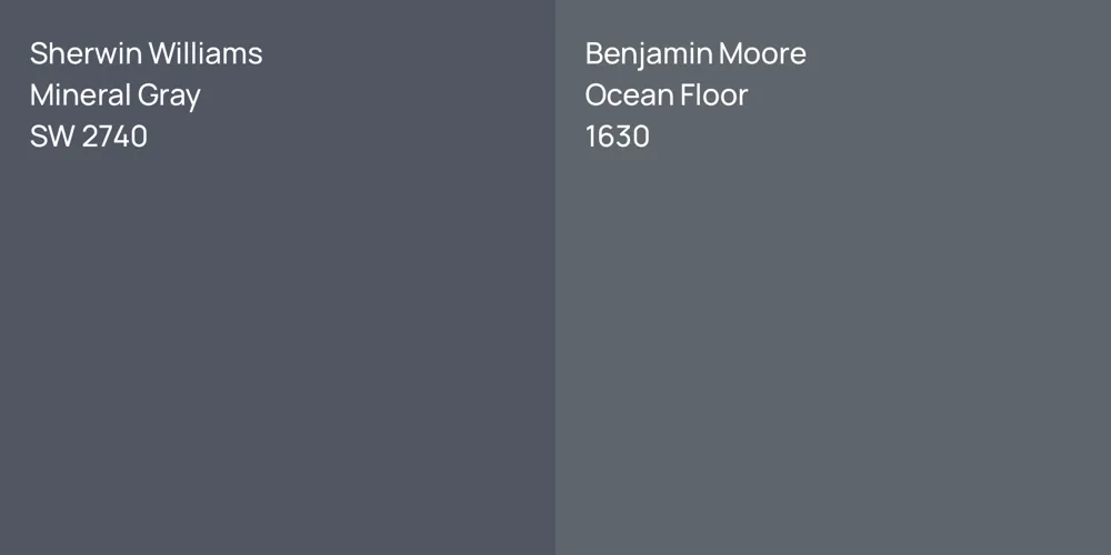 Sherwin Williams Mineral Gray vs. Benjamin Moore Ocean Floor comparison