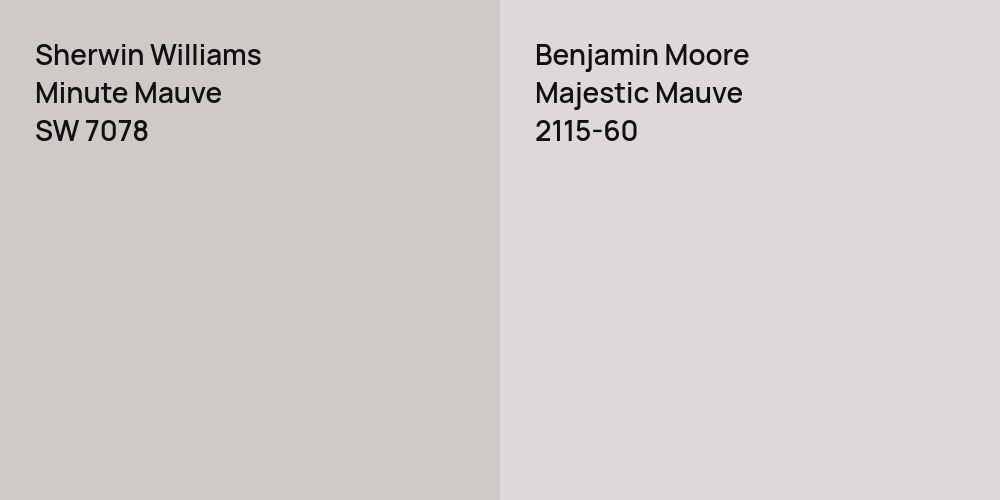 Sherwin Williams Minute Mauve vs. Benjamin Moore Majestic Mauve comparison