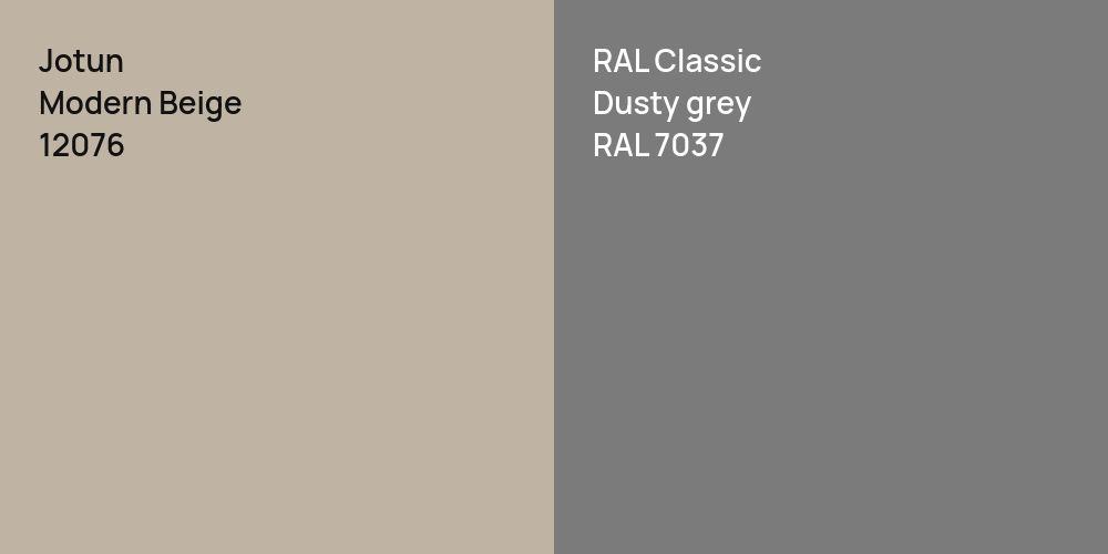 Jotun Modern Beige vs. RAL Classic Dusty grey comparison