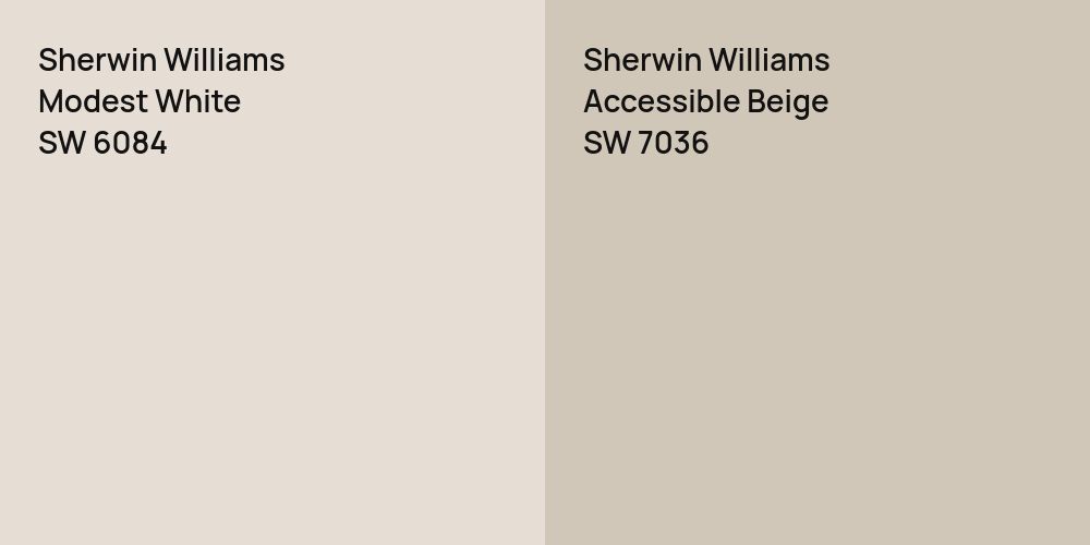 Sherwin Williams Modest White vs. Sherwin Williams Accessible Beige ...