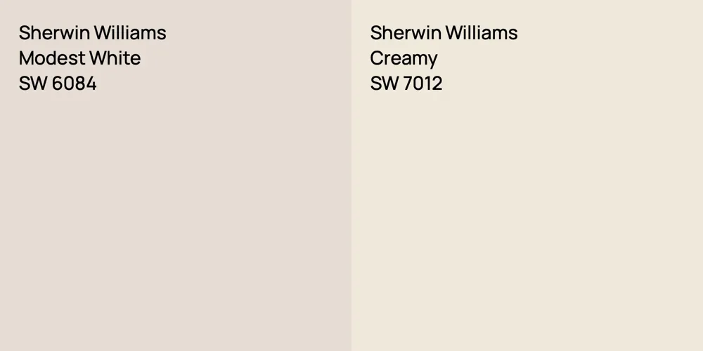 Sherwin Williams Modest White vs. Sherwin Williams Creamy comparison