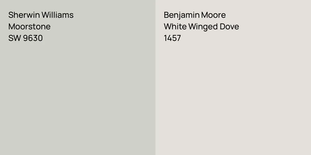 Sherwin Williams Moorstone vs. Benjamin Moore White Winged Dove comparison