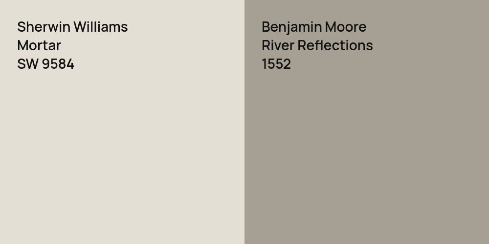 Sherwin Williams Mortar vs. Benjamin Moore River Reflections comparison