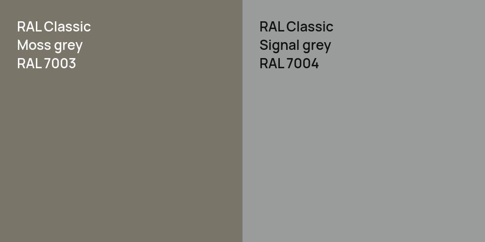 RAL Classic Moss grey vs. RAL Classic Signal grey comparison