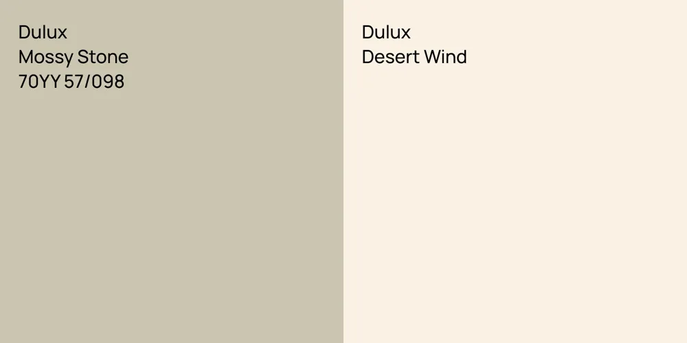 Dulux Mossy Stone vs. Dulux Desert Wind comparison