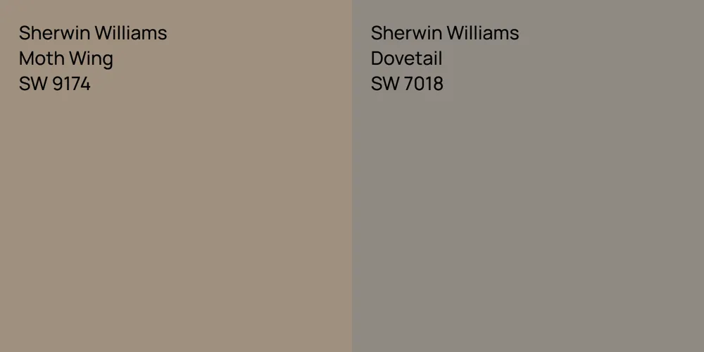 Sherwin Williams Moth Wing vs. Sherwin Williams Dovetail comparison