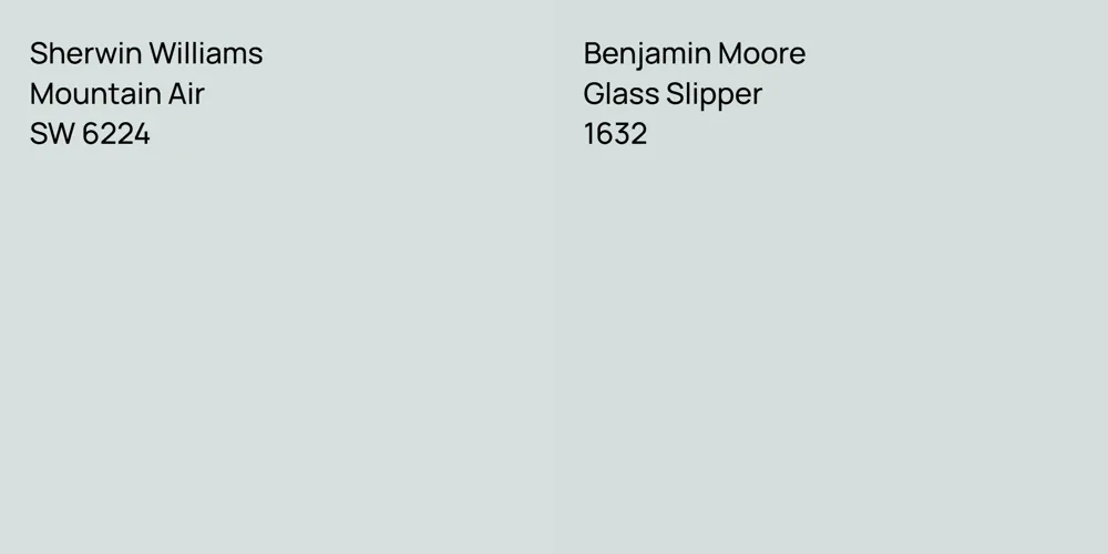 Sherwin Williams Mountain Air vs. Benjamin Moore Glass Slipper comparison