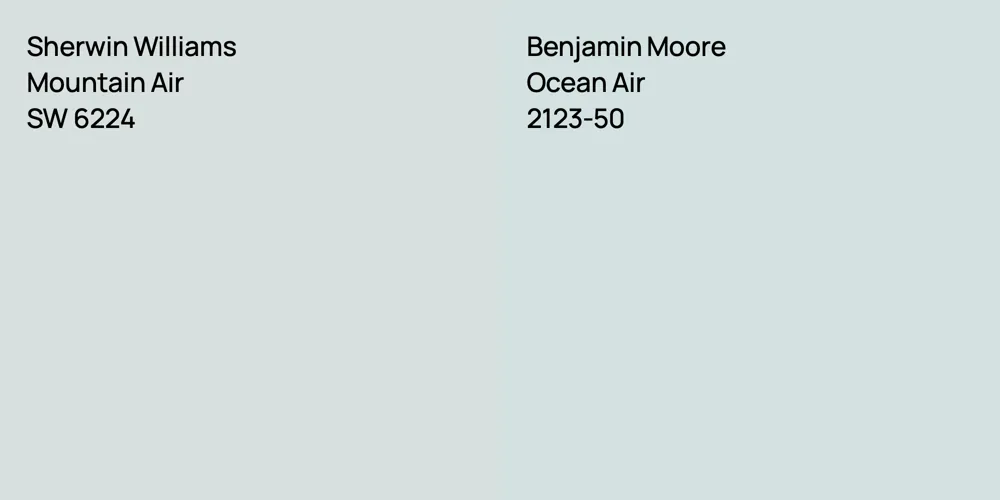 Sherwin Williams Mountain Air vs. Benjamin Moore Ocean Air comparison