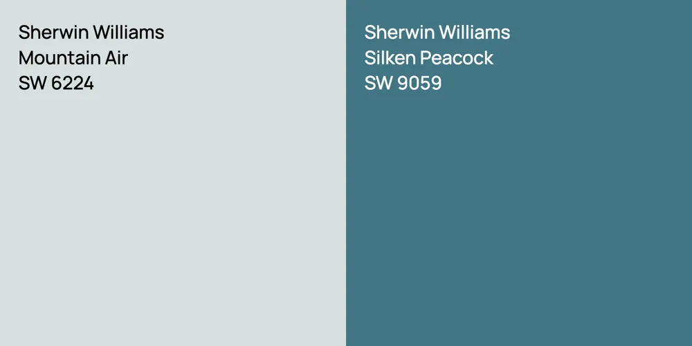 Sherwin Williams Mountain Air vs. Sherwin Williams Silken Peacock ...