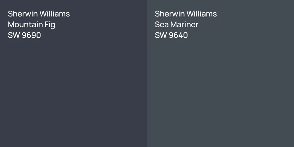 Sherwin Williams Mountain Fig vs. Sherwin Williams Sea Mariner comparison