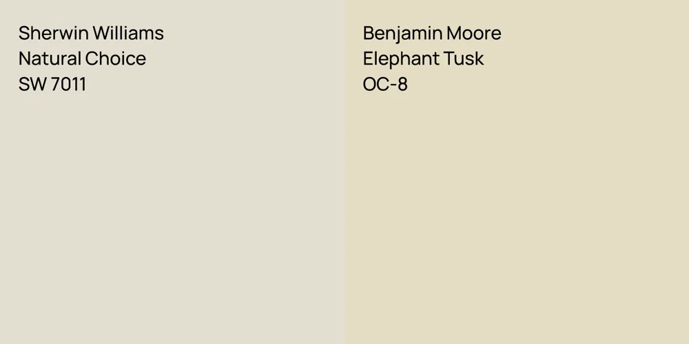 Sherwin Williams Natural Choice vs. Benjamin Moore Elephant Tusk comparison