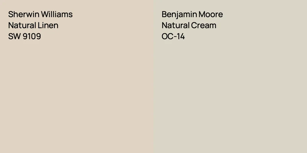 Sherwin Williams Natural Linen vs. Benjamin Moore Natural Cream comparison