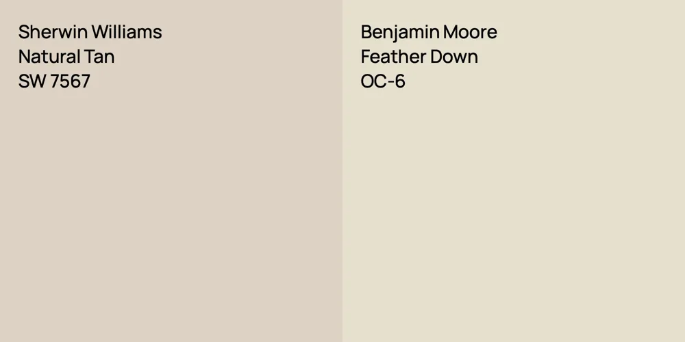 Sherwin Williams Natural Tan vs. Benjamin Moore Feather Down comparison