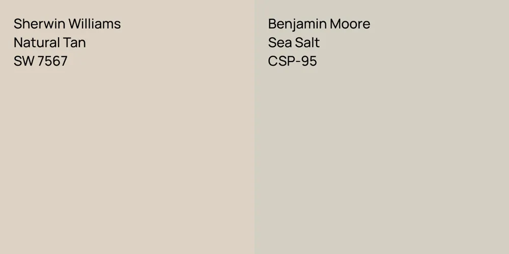 Sherwin Williams Natural Tan vs. Benjamin Moore Sea Salt comparison