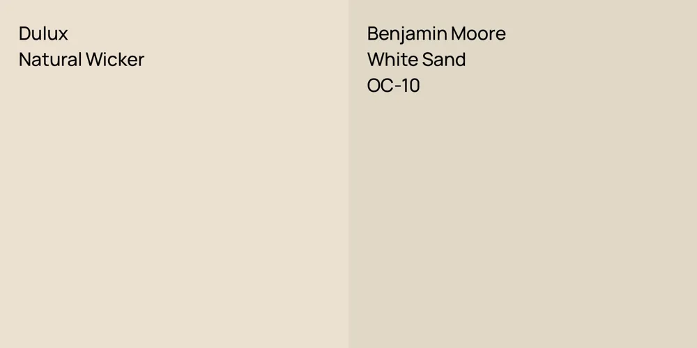 Dulux Natural Wicker vs. Benjamin Moore White Sand comparison