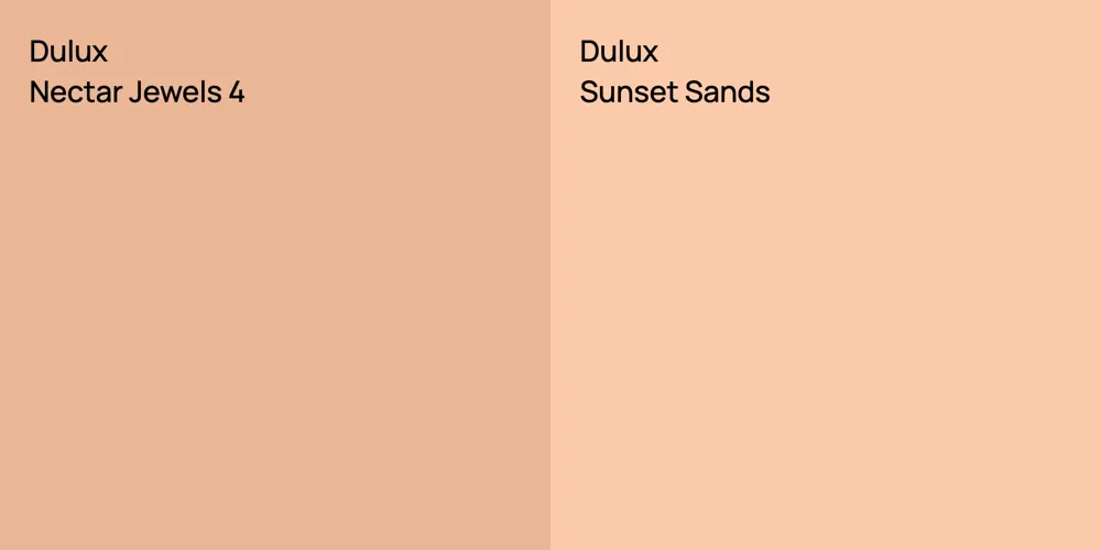 Dulux Nectar Jewels 4 vs. Dulux Sunset Sands comparison