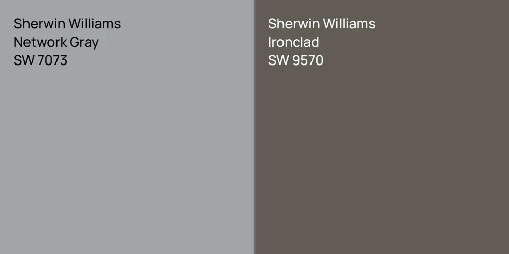 Sherwin Williams Network Gray vs. Sherwin Williams Ironclad comparison