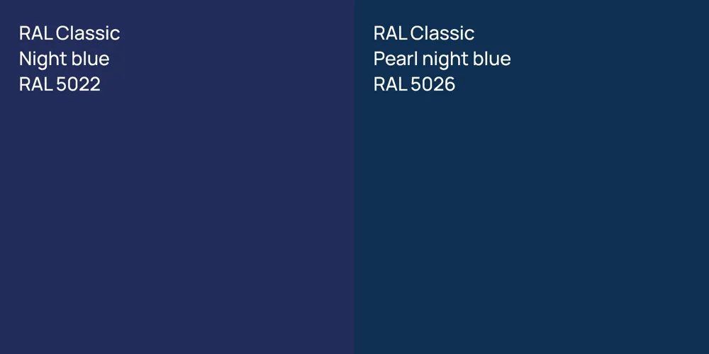 RAL Classic Night blue vs. RAL Classic Pearl night blue comparison
