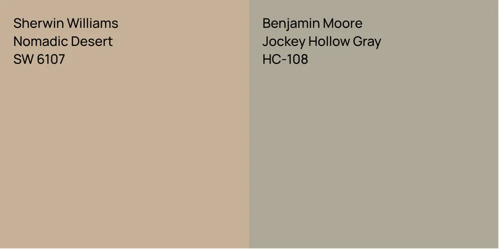 Sherwin Williams Nomadic Desert vs. Benjamin Moore Jockey Hollow Gray ...