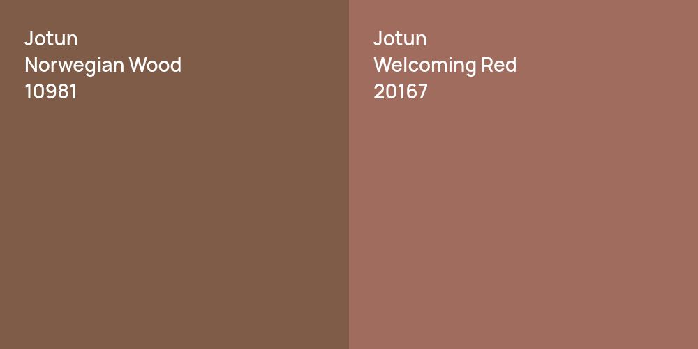 Jotun Norwegian Wood vs. Jotun Welcoming Red comparison