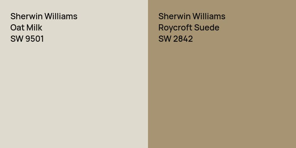 Sherwin Williams Oat Milk vs. Sherwin Williams Roycroft Suede comparison
