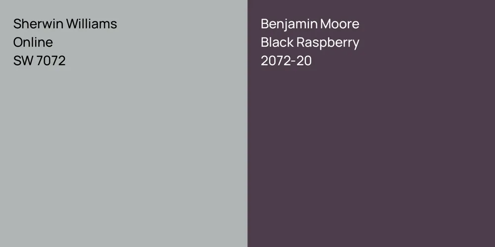 Sherwin Williams Online vs. Benjamin Moore Black Raspberry comparison