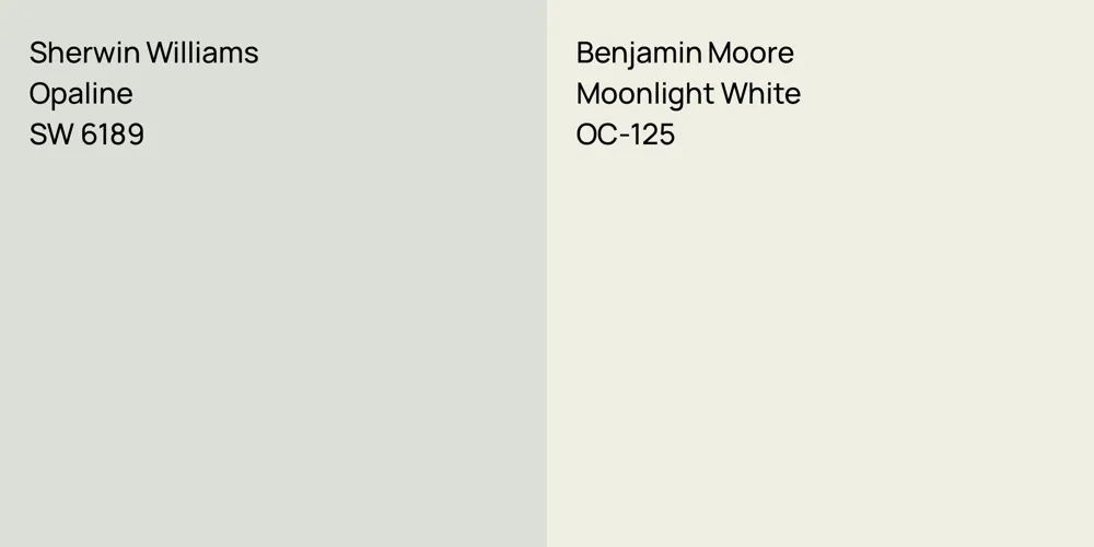 Sherwin Williams Opaline vs. Benjamin Moore Moonlight White comparison