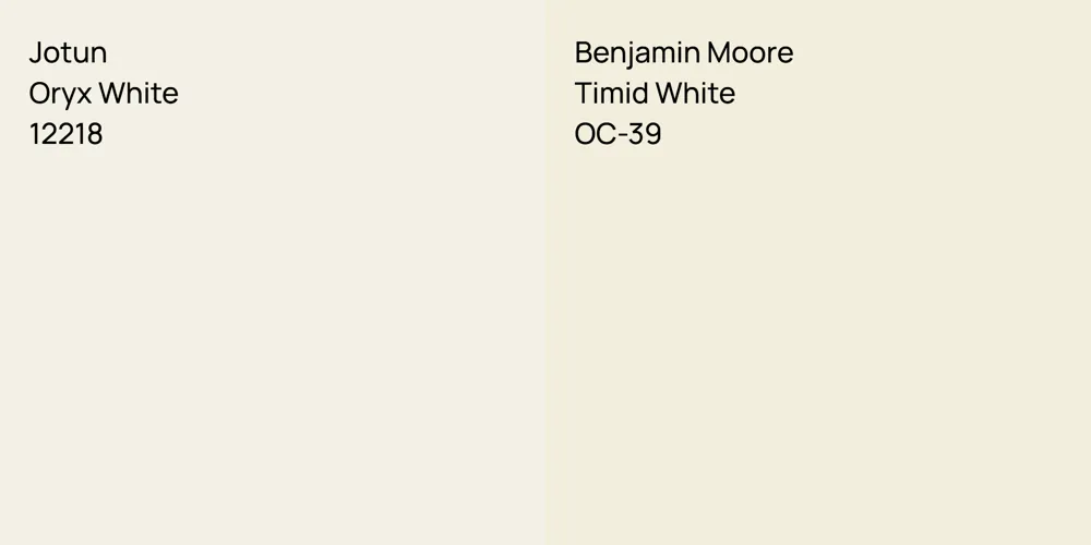 Jotun Oryx White vs. Benjamin Moore Timid White comparison