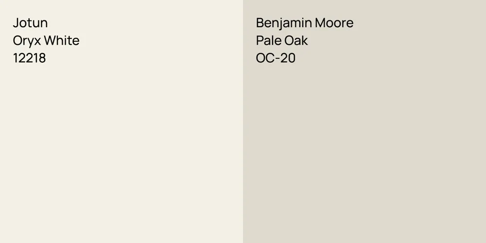 Jotun Oryx White vs. Benjamin Moore Pale Oak comparison