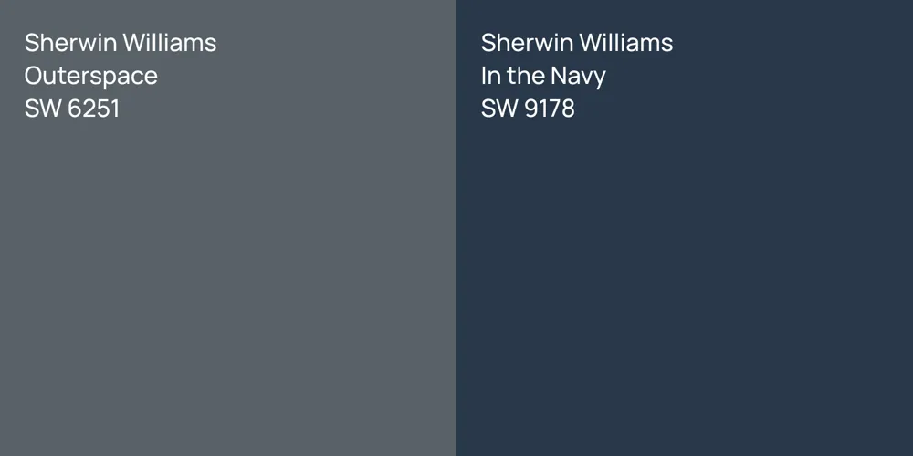 Sherwin Williams Outerspace vs. Sherwin Williams In the Navy comparison