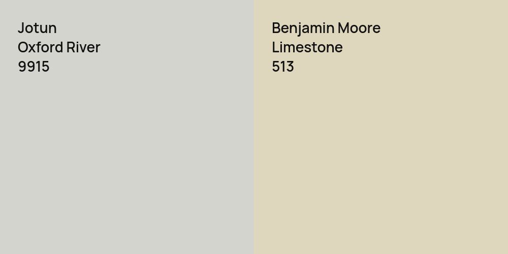 Jotun Oxford River vs. Benjamin Moore Limestone comparison