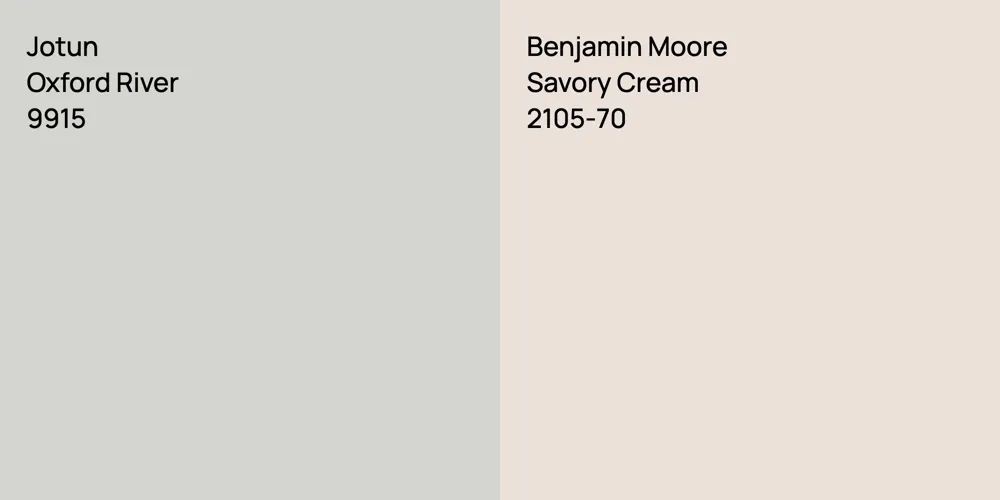Jotun Oxford River vs. Benjamin Moore Savory Cream comparison