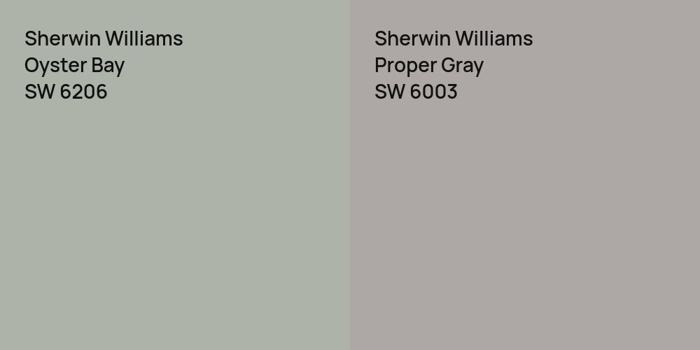 Sherwin Williams Oyster Bay vs. Sherwin Williams Proper Gray comparison