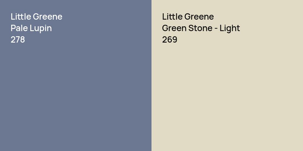 Little Greene Pale Lupin vs. Little Greene Green Stone - Light comparison