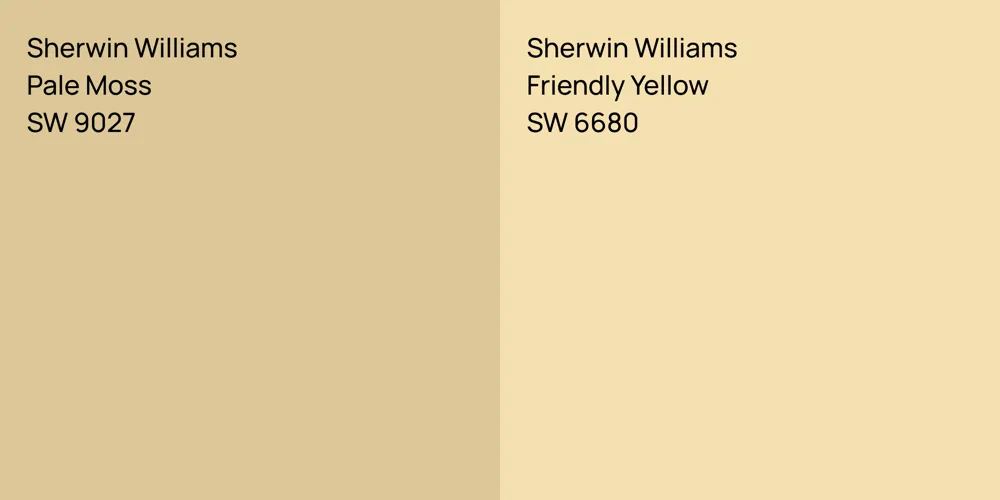 Sherwin Williams Pale Moss vs. Sherwin Williams Friendly Yellow comparison