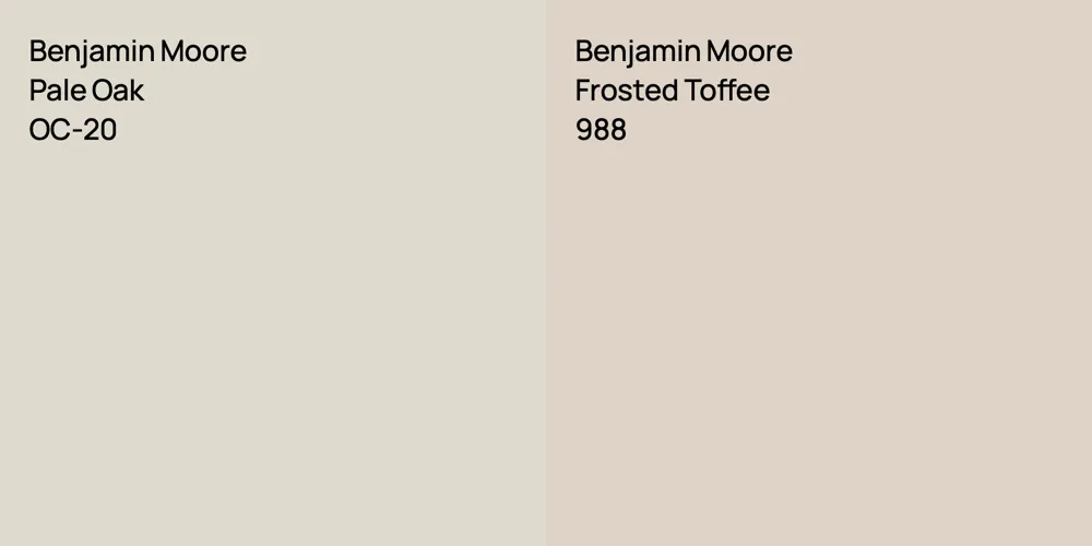 Benjamin Moore Pale Oak vs. Benjamin Moore Frosted Toffee comparison
