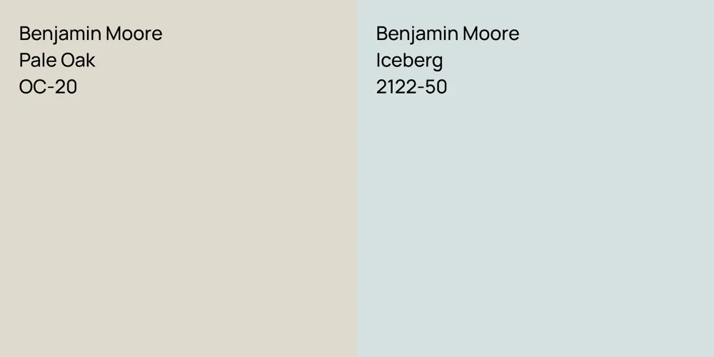 Benjamin Moore Pale Oak vs. Benjamin Moore Iceberg comparison