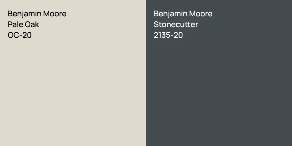 Benjamin Moore Pale Oak vs. Benjamin Moore Stonecutter comparison