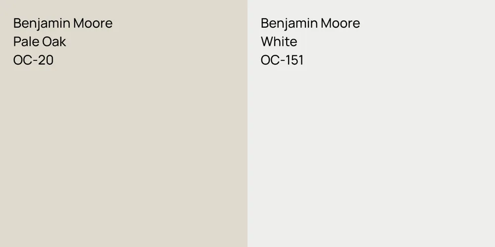 Benjamin Moore Pale Oak vs. Benjamin Moore White comparison