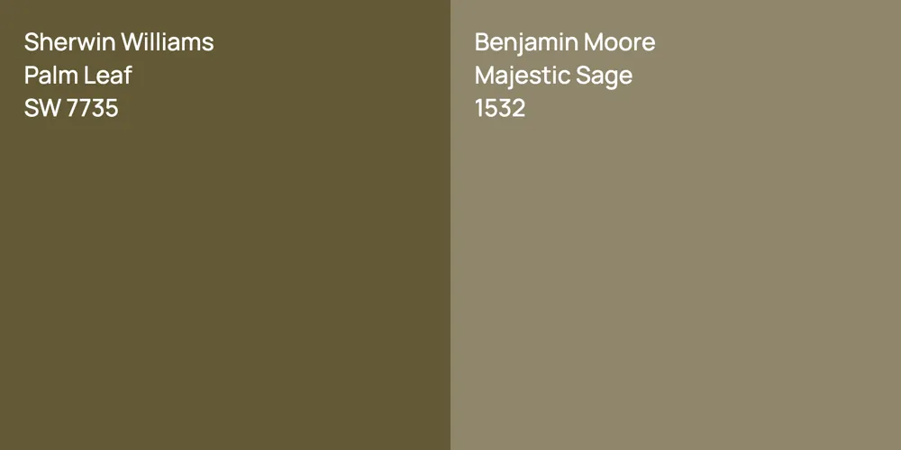 Sherwin Williams Palm Leaf vs. Benjamin Moore Majestic Sage comparison