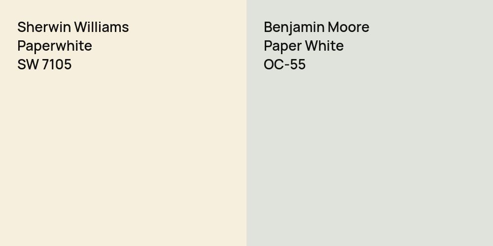 Sherwin Williams Paperwhite vs. Benjamin Moore Paper White comparison
