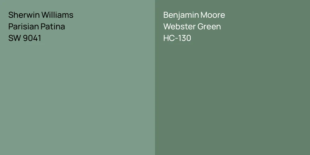 Sherwin Williams Parisian Patina vs. Benjamin Moore Webster Green ...