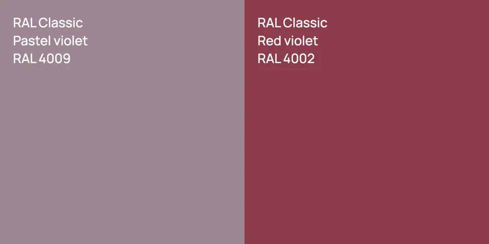 RAL Classic Pastel violet vs. RAL Classic Red violet comparison