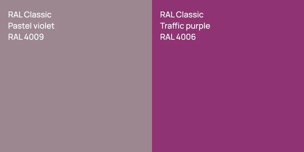 RAL Classic Pastel violet vs. RAL Classic Traffic purple comparison