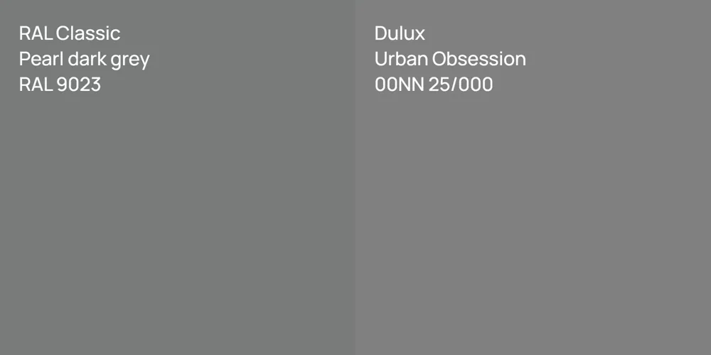 RAL Classic Pearl dark grey vs. Dulux Urban Obsession comparison